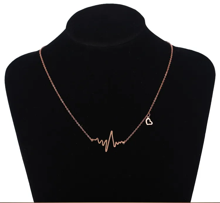 Electrocardiogram Charm Necklace: /Dozen EKG Pendant In Stainless Steel ...