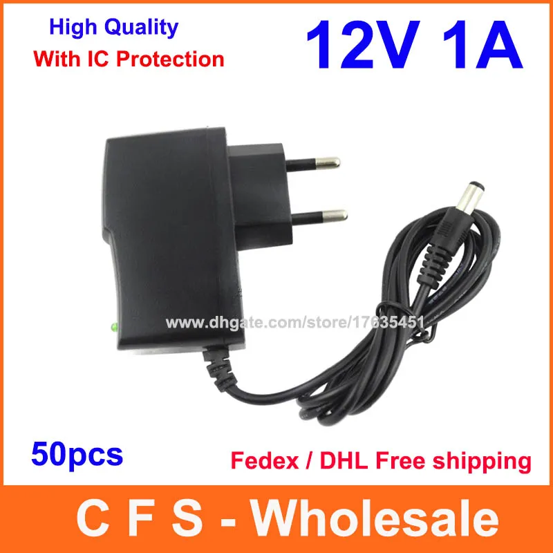 DHL AC DC 12V 1A Power Supply Adapter 1000mA Adaptor 5.5mm X 2.1mm Wiht ...