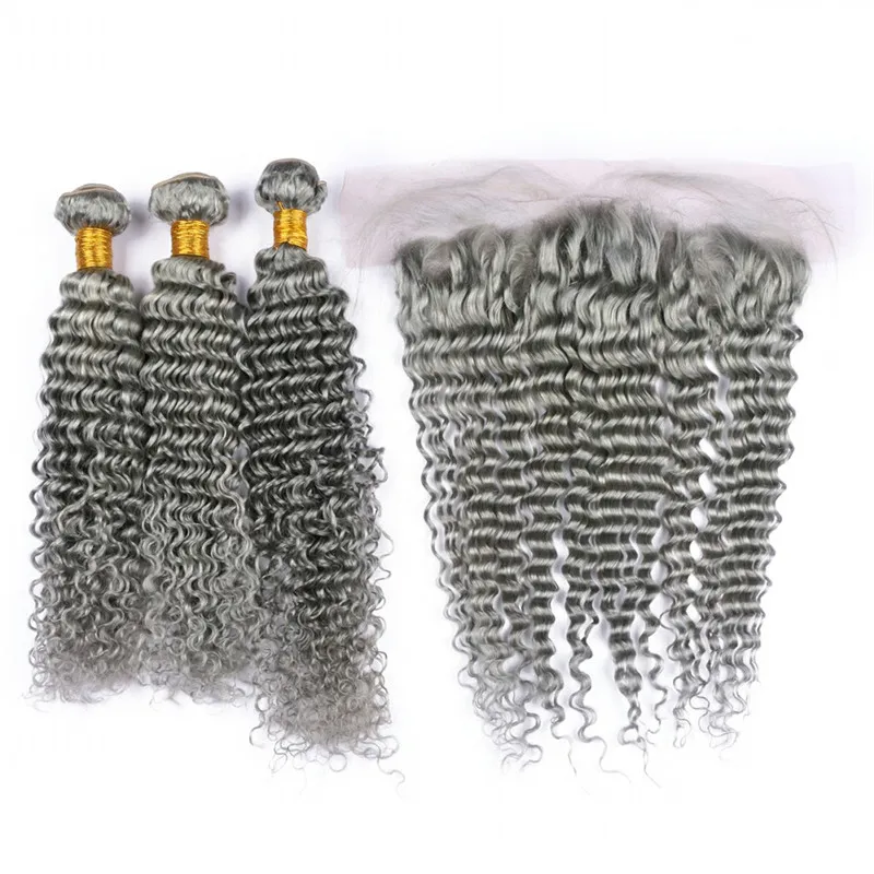 DHgate.com:3 Bundles of Pure Grey Virgin Peruvian Deep Wave Human Hair ...