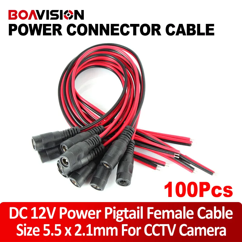 CCTV Camera Power Pigtail Male To Female Cable, DC Power Connector ...