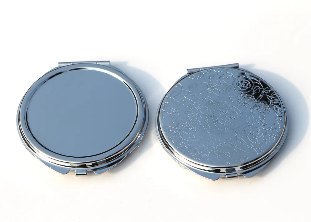 Thin Compact Mirror 62mm Silver Floral Embossed Blank Plain Small ...