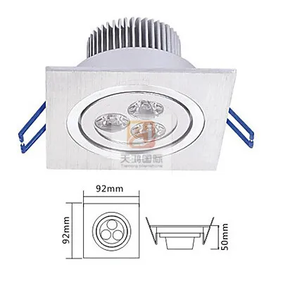 9W 3x3W Square LED Downlight Dimmable Ceiling Light, 720 Lumens, Warm ...