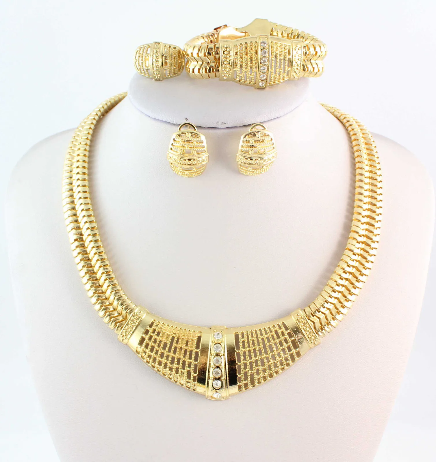 Modern Bridal Jewelry Sets: 18K Gold Plated Crystal Jewelry Set ...
