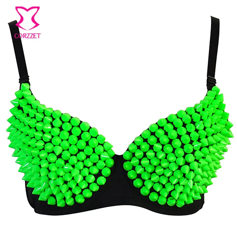 Punk Rock Disco Dancewear Resin Rivet All-Over Bras For Women Adult ...