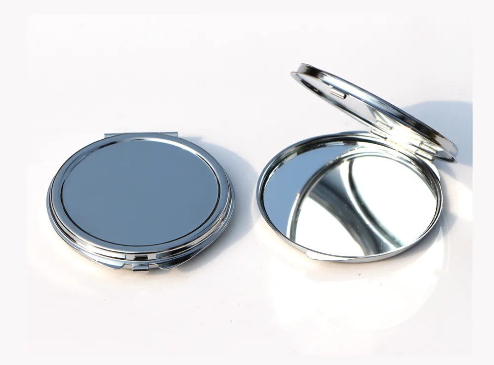 Silver Round Compact Mirror 2 Sided Magnifying Makeup Mirror ...