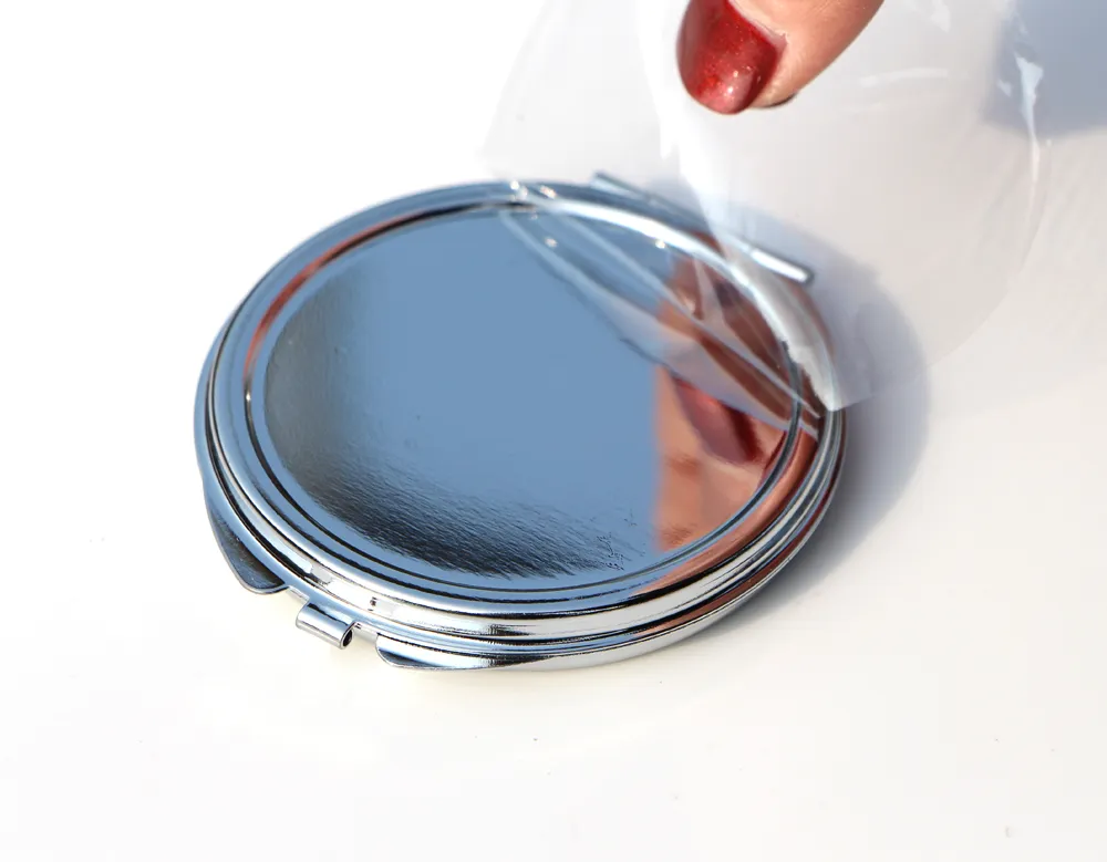 MetalBlank Silver Round Compact Mirror Thin Pocket Size For DIY Wedding ...