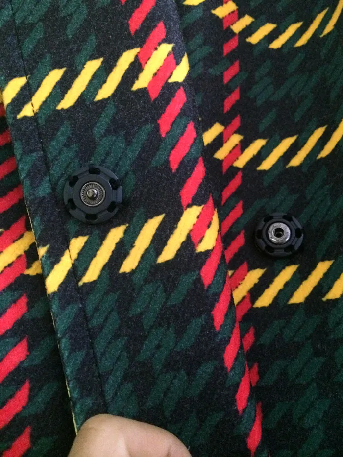 Plaid Gird Print Womens Berghaus Coat With Covered Button Trench ...