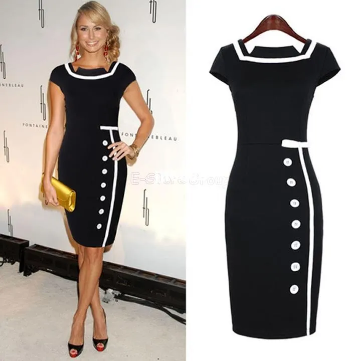 New 2014 Vintage Dresses Women Elegant Business Work Wear Formal Pencil