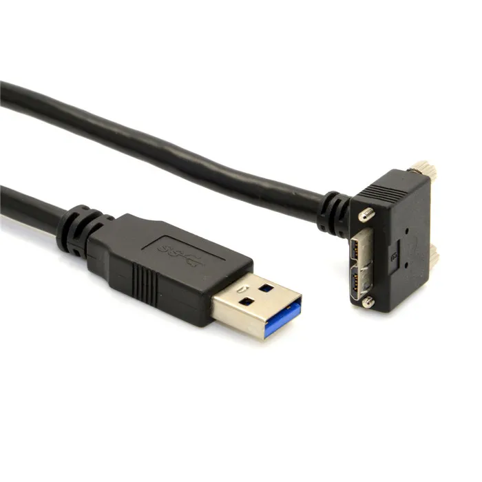 10Ft USB 3.0 To Right Angle Micro USB Cable With Screw Mount For Point ...