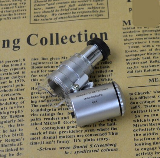 Pocket LED 60X Microscopio Lupa / 60 X Mini Lupas Lupas Microscopios W ...