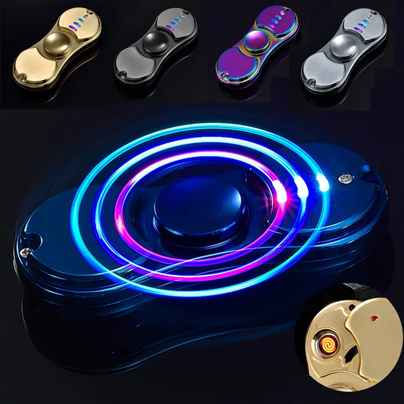 Spinning Top Fidget Spiner With Flashing LED Light Metal Tri Spinner ...