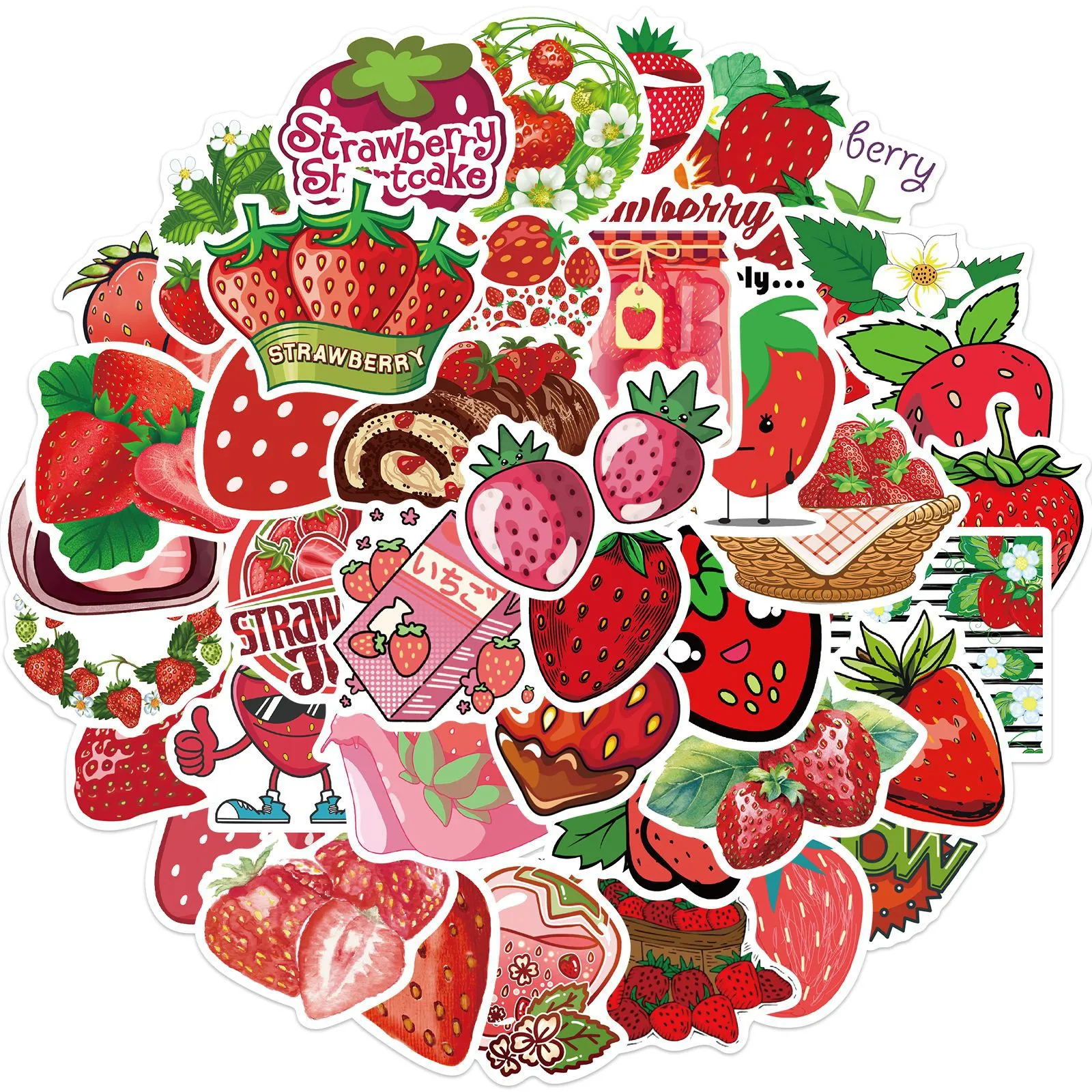 DHgate.com:Cute Waterproof Strawberry Doodle Stickers for Laptop, Car ...