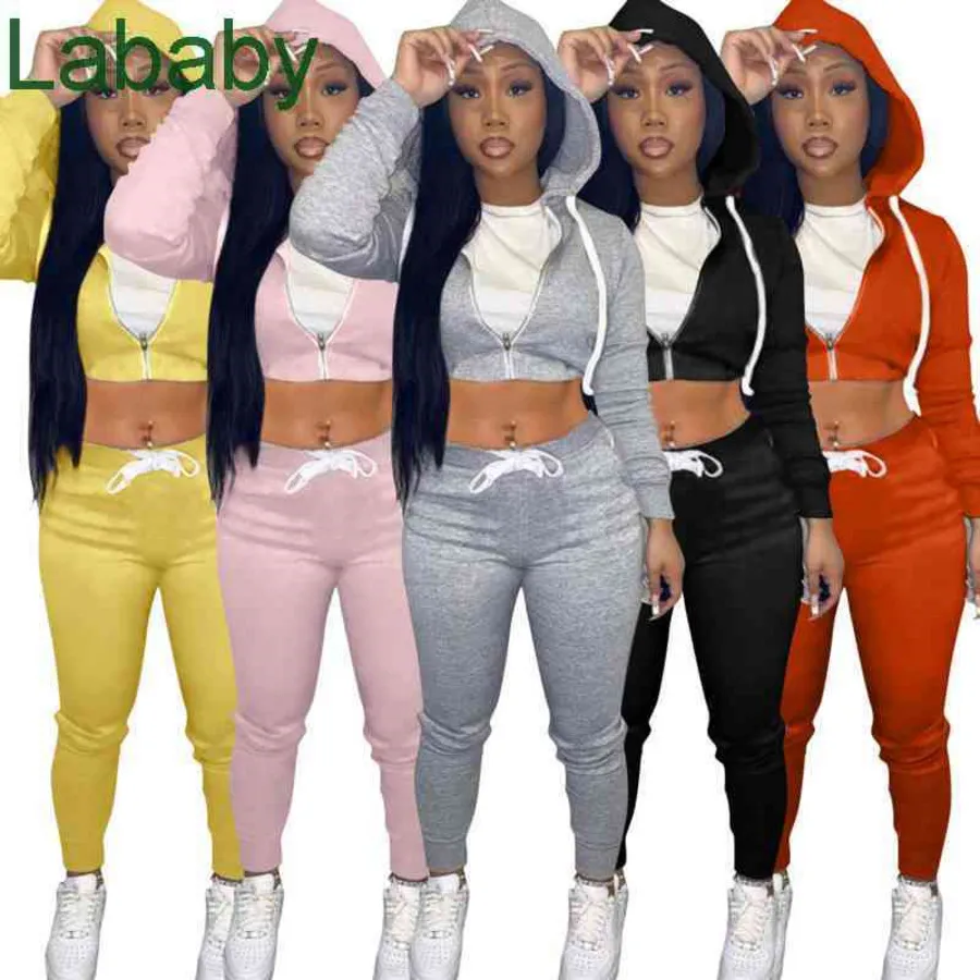 Women Tracksuits Two Pieces Set Designer Autumn Cardigan Short Navel ...