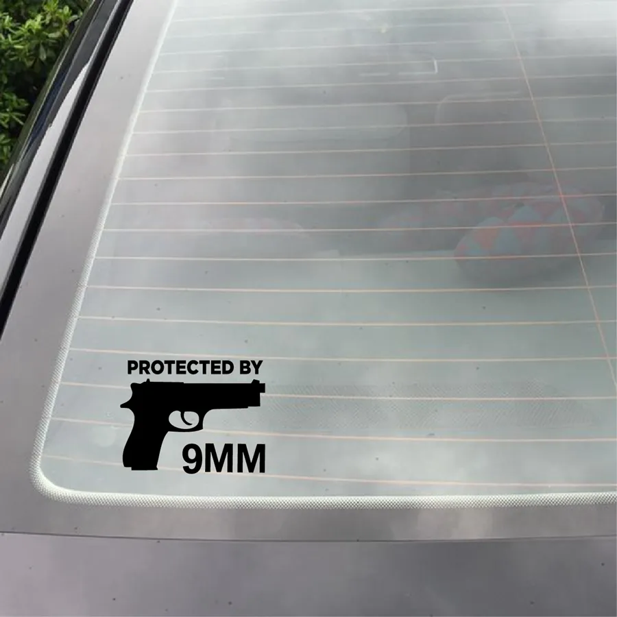 Protected By The Gun 9MM Bumper Vinyl Car Sticker Firearm Gun Ammo ...