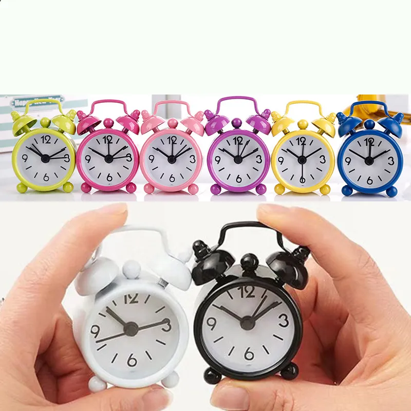 Small Desk Clock Digital, Portable Metal Alarm Clock, Battery Operated ...