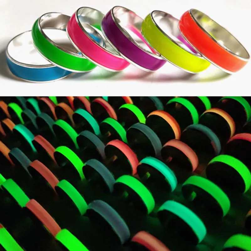 Luminous Glow Rings Bulk - Colorful Silver Fashion Jewelry, 6mm Wide ...