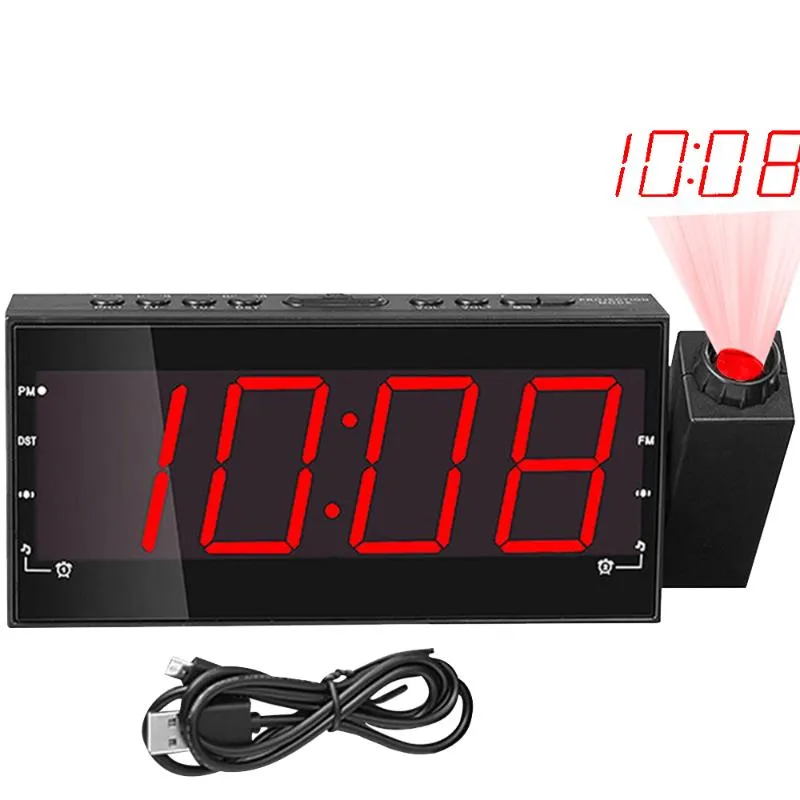 LED Alarm Radio Controlled Table Clock With Radio Projection, FM Radio ...