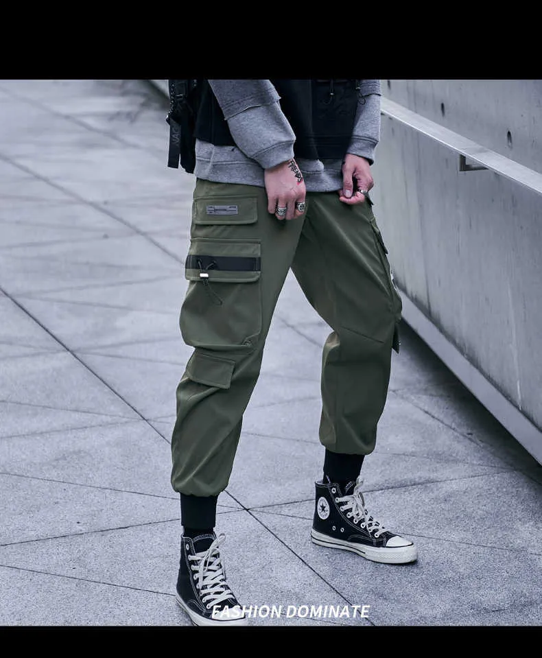 Chaifenko Mens Hip Hop Tiktok Cargo Pants Black Harajuku Harem Style