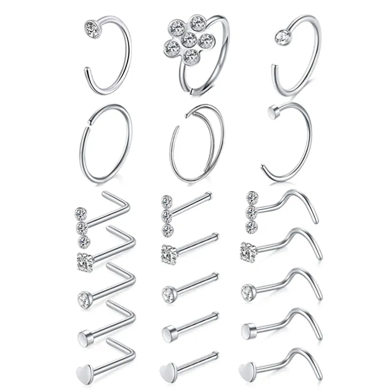 DHgate.com:Stainless Steel Nose Rings for Women/Men, Screw Bone Flat ...