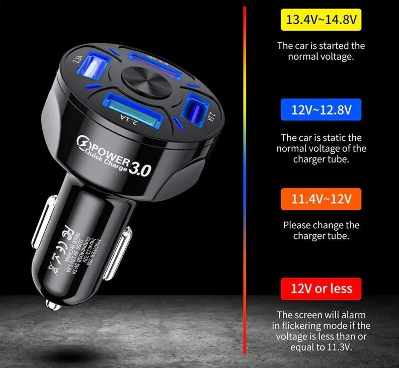 4-Port USB Multi Car Charger: 48W Quick Charge, 7A Fast Mini Adapter ...