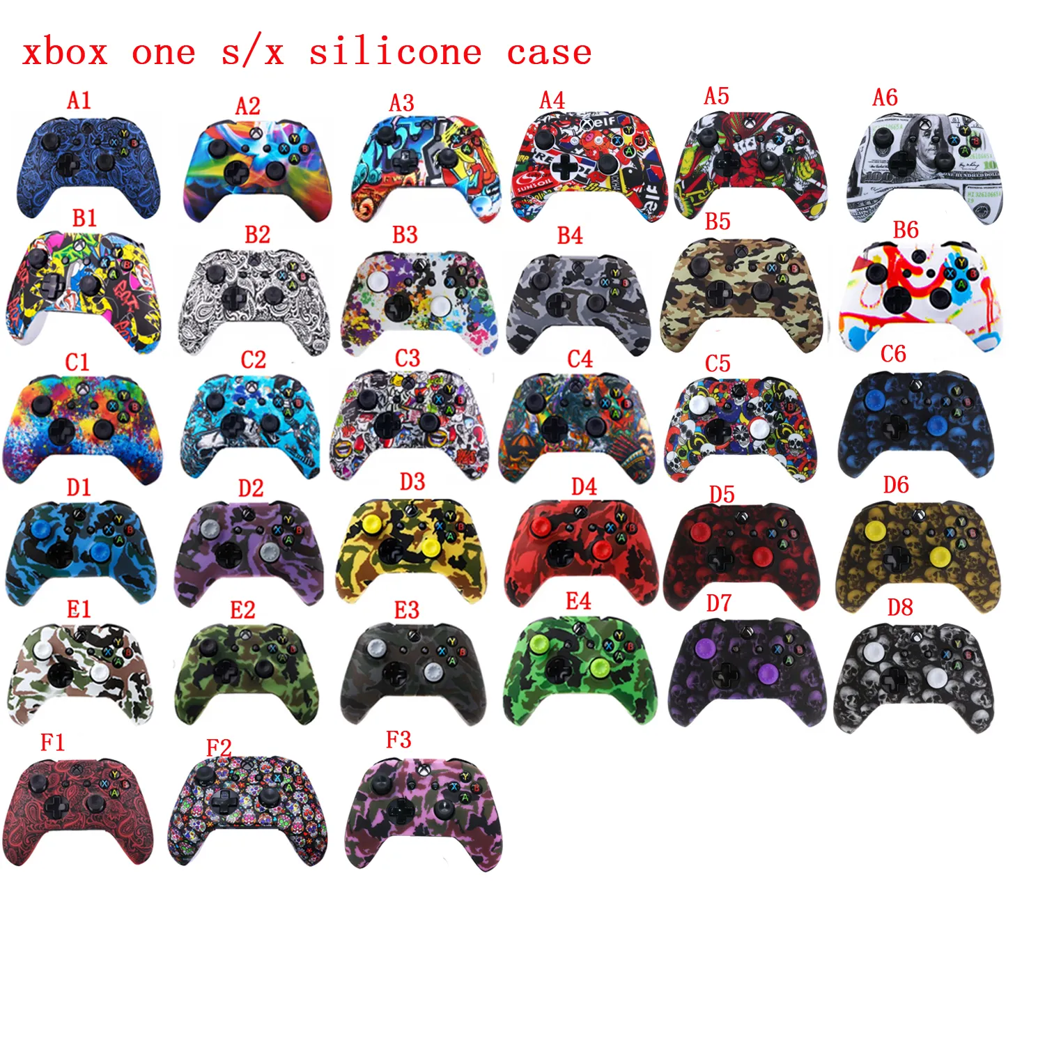 XBox Controller Skin - Silicone Grip Case, Camo Cover + Thumb Grips ...