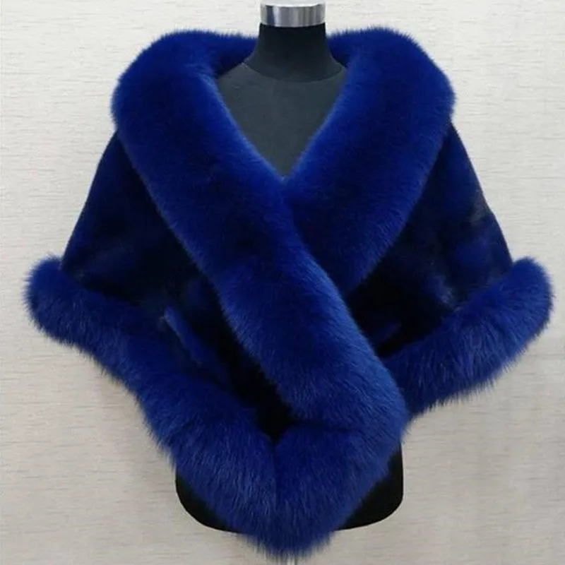 Royal Blue Faux Fur Faux Fur Bridal Shawl Shrug For Women Perfect For ...