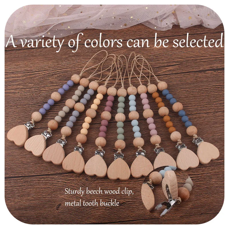 DHgate.com:Baby Pacifier Clip Chain, Heart Wood Clips Dummy Pacifiers ...