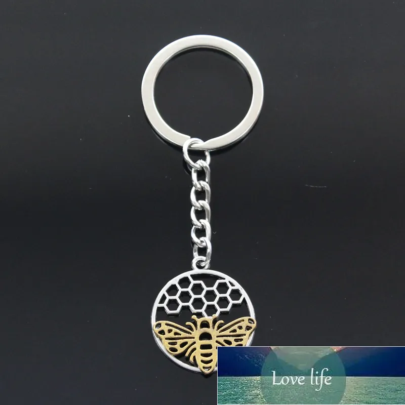 New Keychain 29x25mm Gold Bee Honeycomb Honeybee Pendants DIY Men Car ...