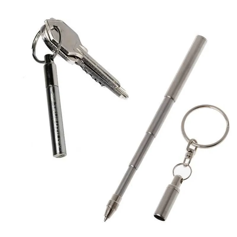 Portable Telescopic Ballpoint Pen With Metal Key Ring And Keychain ...