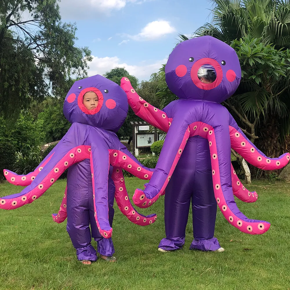 Parent Kids Purple Octopus Inflatable Inflatable Mascot Costume For ...