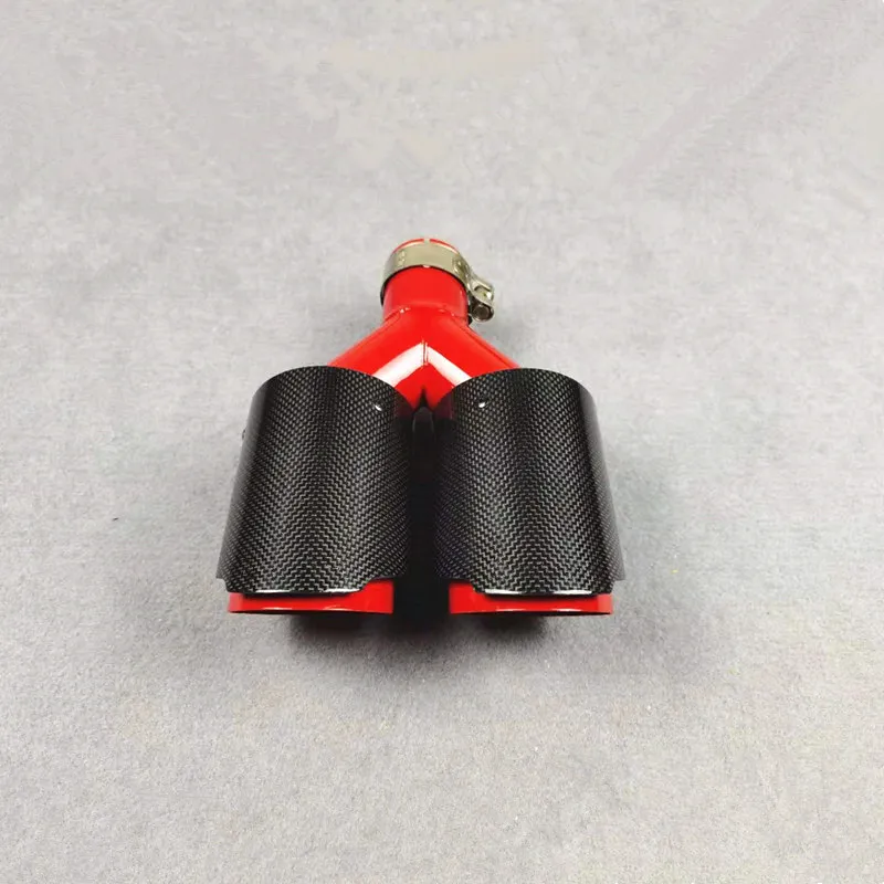 Universal Red Carbon Fiber Exhaust Tip - Stainless Steel Muffler Nozzle ...