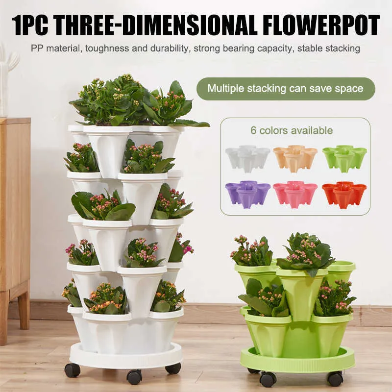 Stacking Planters: Stackable Flower Pot Plastic Vase For Vegetables ...