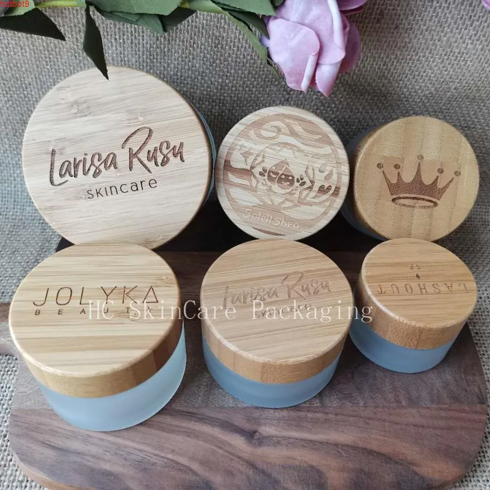 Wholesale Custom Logo Frosted Glass Jars 100g Cosmetic Packaging with ...