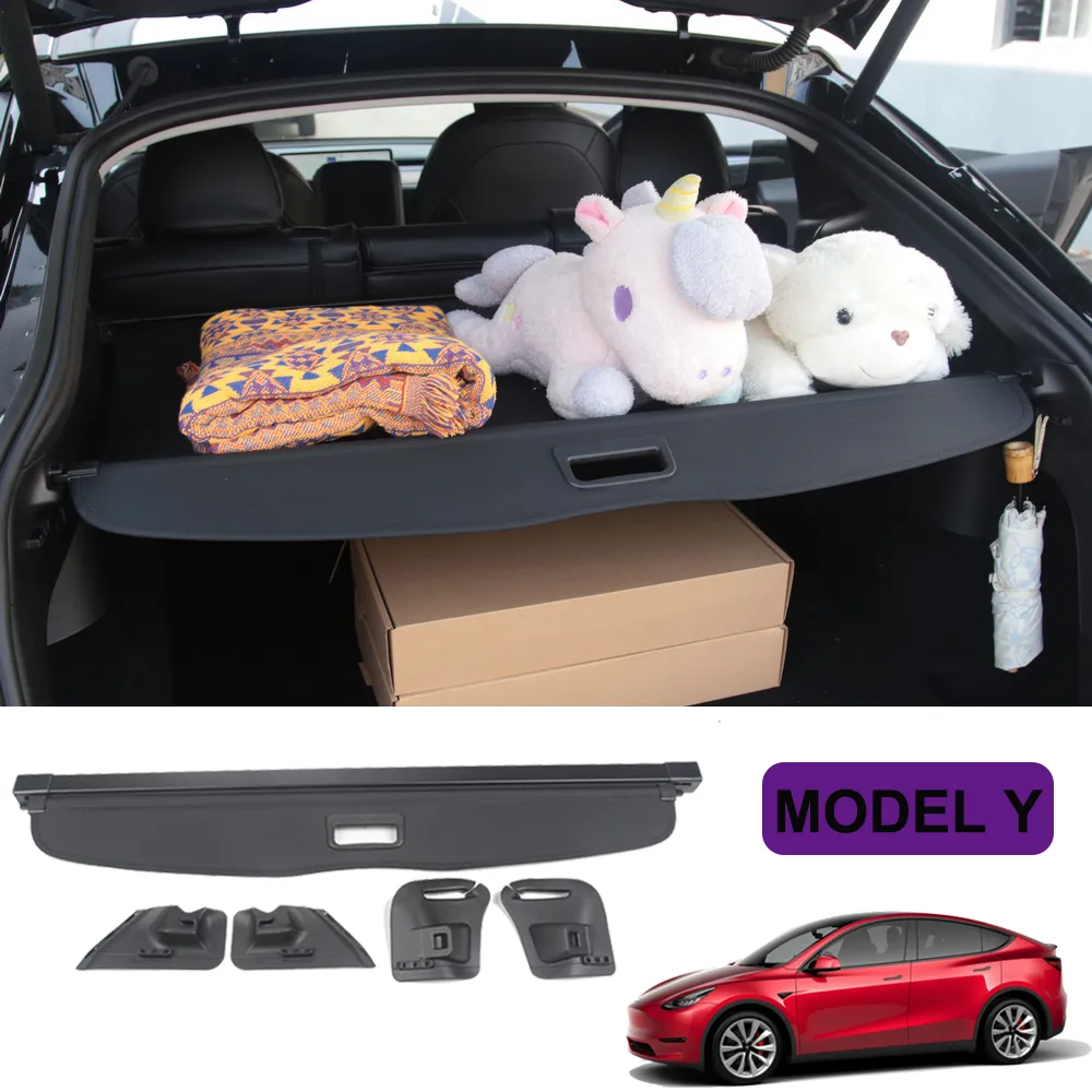 Trunk Cargo Cover for Tesla Model Y 2019- Black Retractable Privacy ...