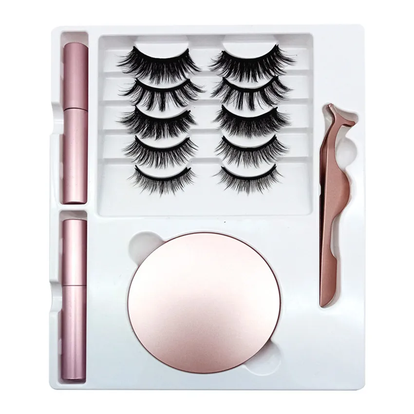 3D Magnetic False Eyelashes with 2 Liquid Eyeliners and Tweezer Eye ...