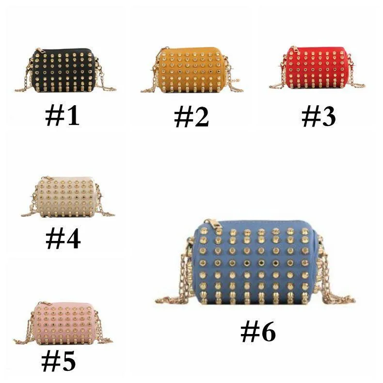 Mini Girls' Bucket Bag - Stylish Rivet Design, Chain Shoulder Bag ...