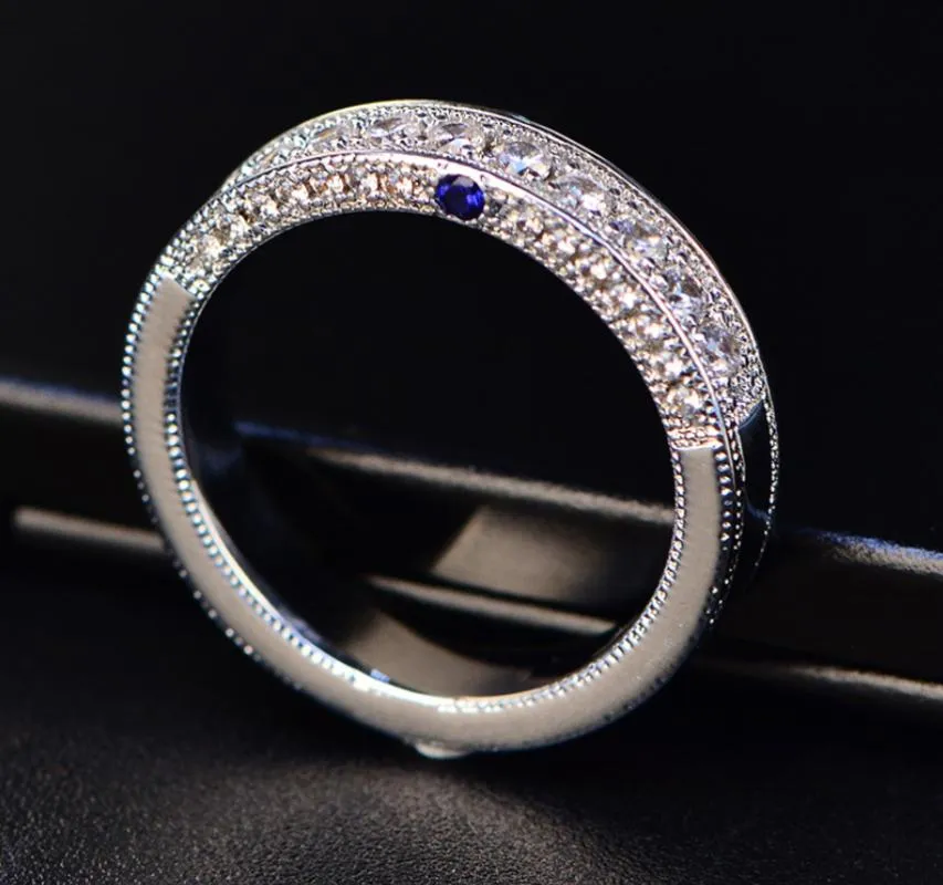 Vintage 925 Silver Fill CZ Groove Wedding Rings High Quality Party Band ...