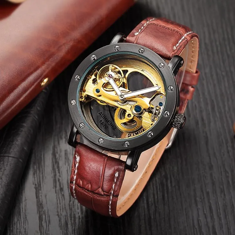 SHENHUA Luxury Tourbillon Automatic Mechanical Skeleton Watch For Men ...