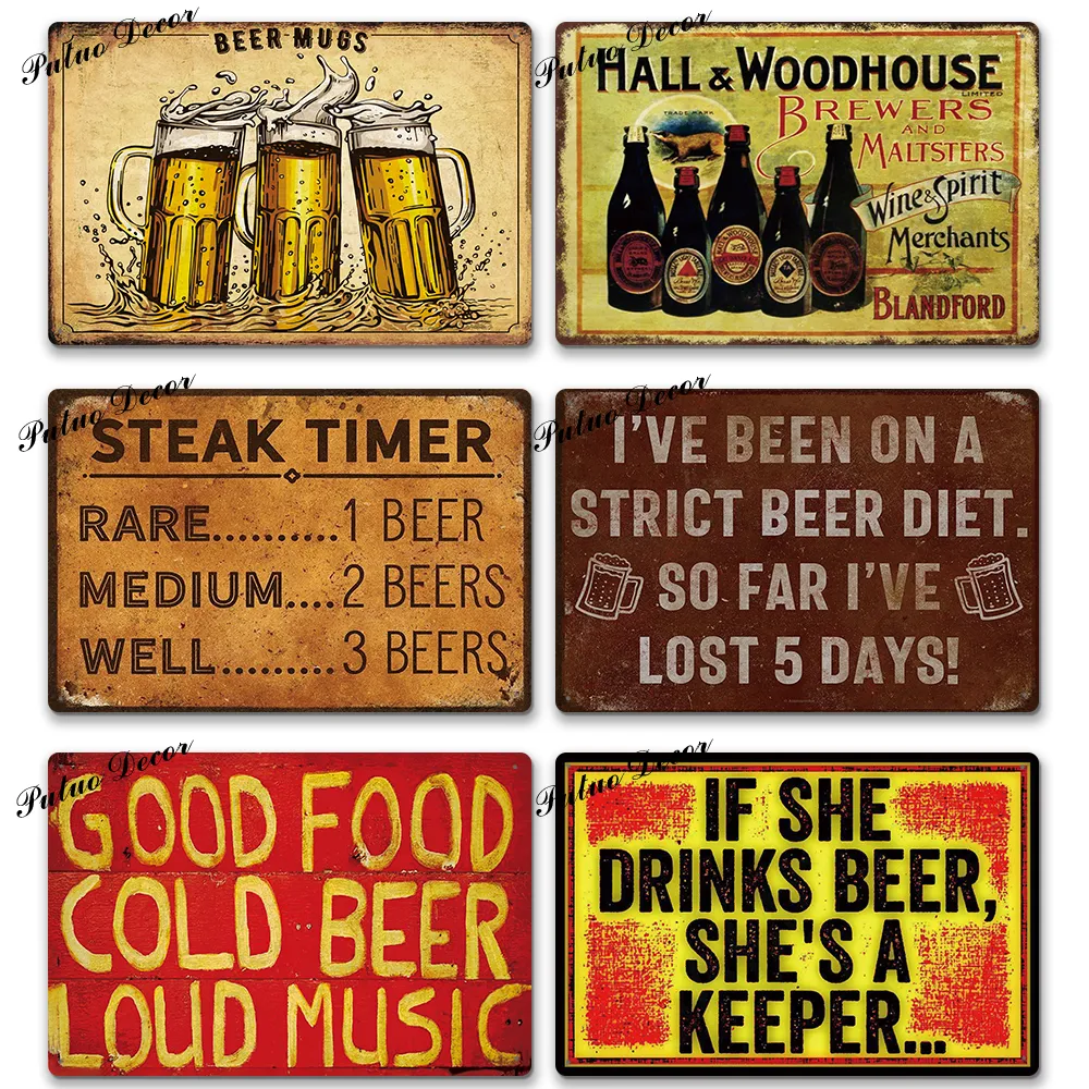 Funny Beer Metal Painting Signs Plaque Retro Wall Decor for Bar Pub ...