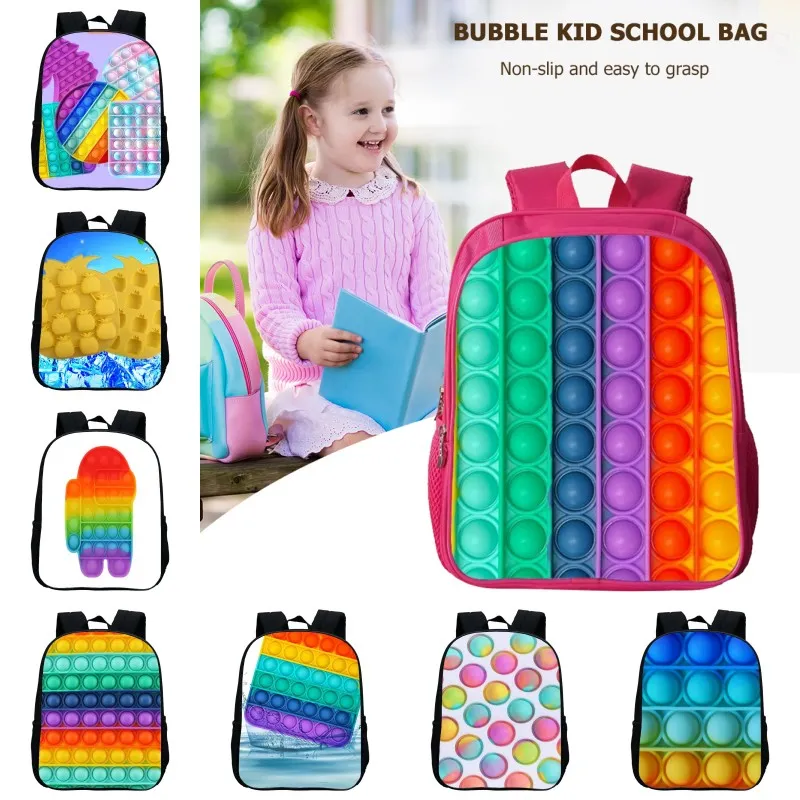 Kids' School Bag: Teenage Backpack with 3D Sensory Push Fidget Toys and ...