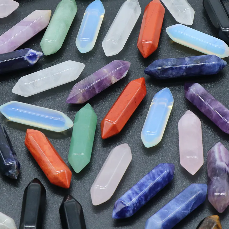 Natural Hexagonal Prism Reiki Healing Crystal Tumbled Gemstone Palm ...