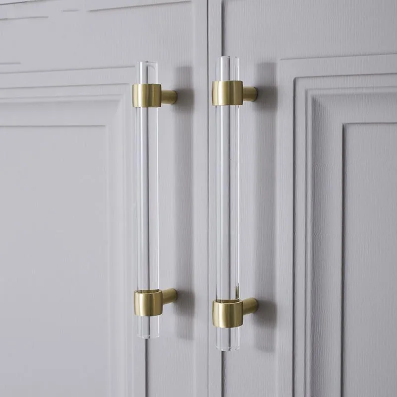 Luxury Acrylic & Gold Cabinet Knobs and Pulls - Transparent Drawer Handles for Kitchen ...