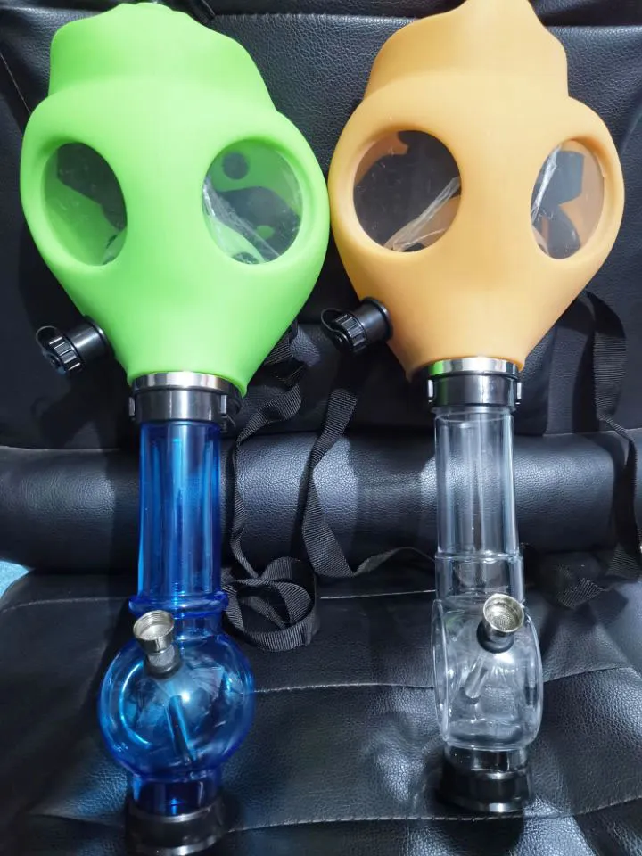Gas Mask With Acrylic Smoking Bong Silicone Pipe Tabacco Shisha Smoke ...
