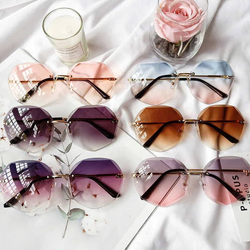 Sun Glasses Fashion Ocean Oversized Rimless Square Clear Lens Glasses ...