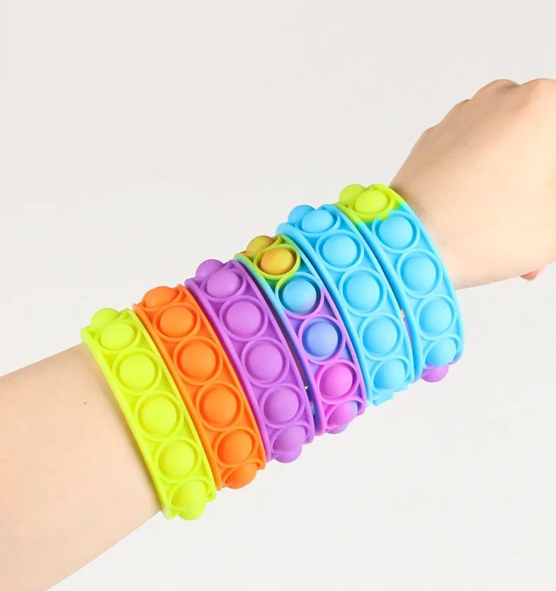 Anti Static Fidget Pop Rubber Finger Toys Bracelet With Push Bubble ...