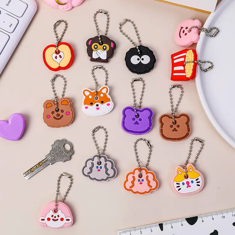 Cute Cartoon Keychain - Silicone Animal Key Cover, Protective Key Fob ...