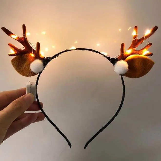 LED Antler Headbands Light Up Reindeer Headband Party Decorations ...