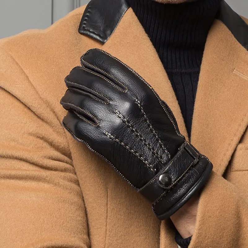 Premium Leather Winter Gloves for Men - Classic Driving Mittens, Warm ...