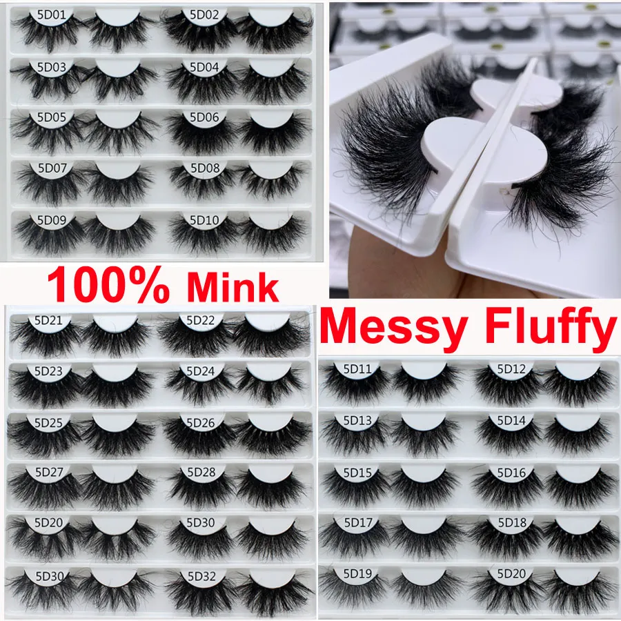 Luxury Fluffy Messy Mink False Eyelashes, 25mm Bomb Soft Eyelash, 3D 5D ...