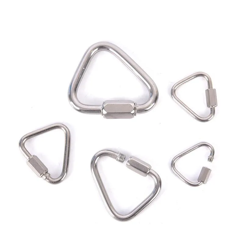Triangle Carabiner Keychain Solid Stainless Steel Snap Clip Hook Buckle ...